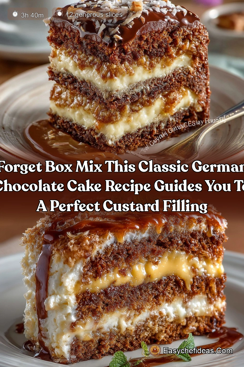 Classic Homemade German Chocolate Cake Recipe with Custard…