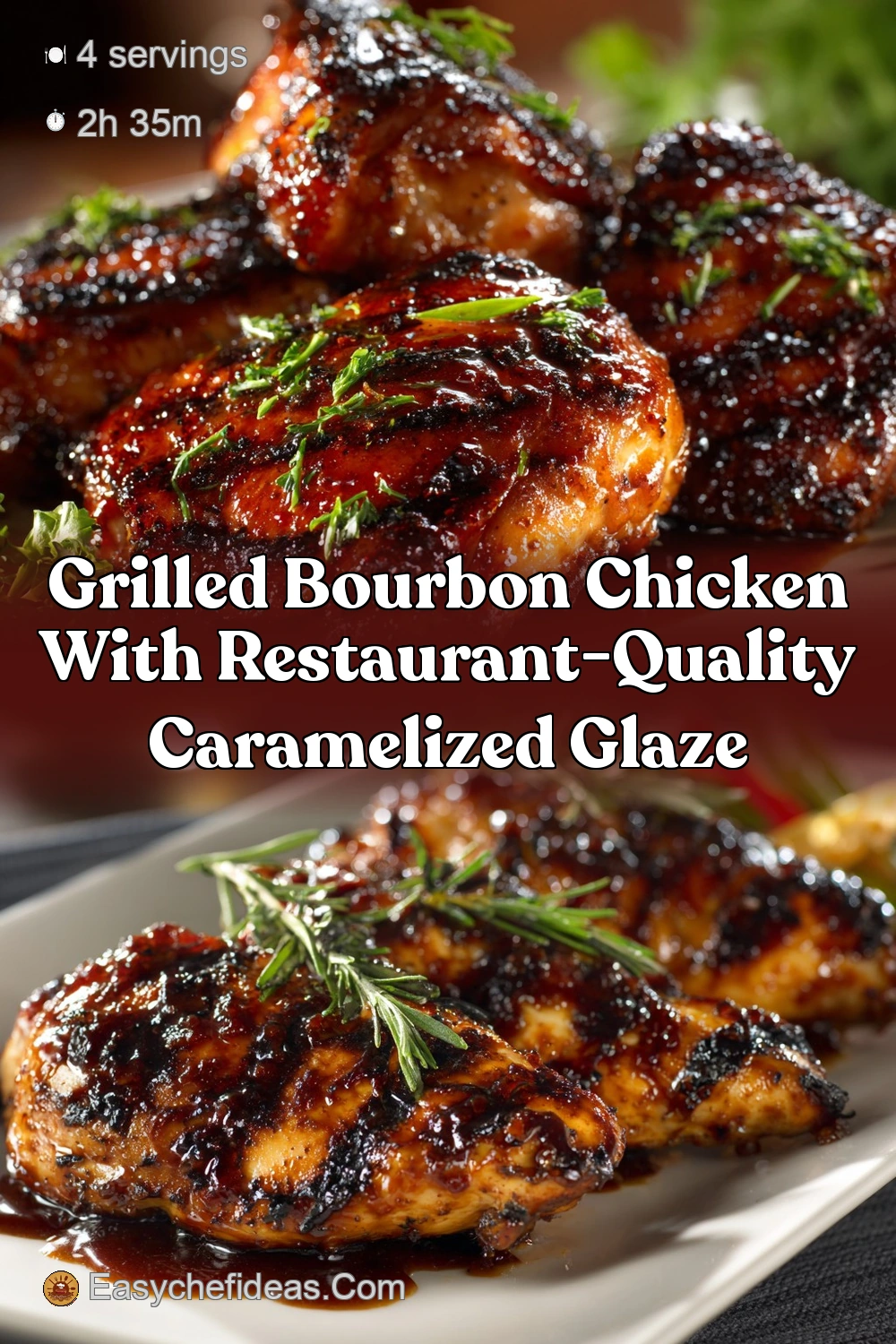 Grilled Bourbon Chicken: Sticky Smoky Caramelized Glaze…