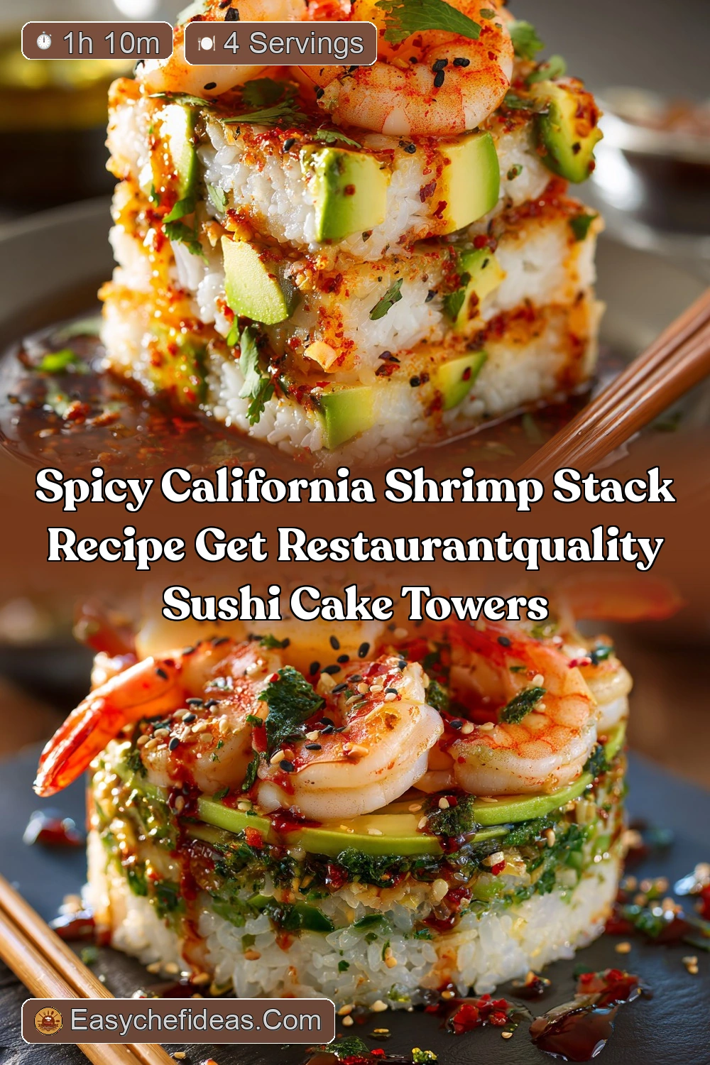 Spicy California Shrimp Stack Recipe Easy Sushi Cake Towers