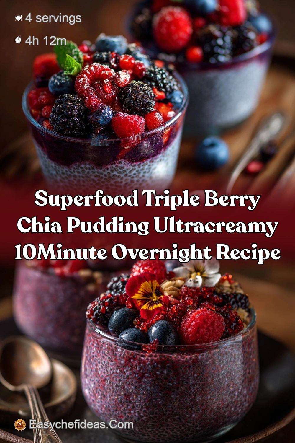 Superfood Triple Berry Chia Pudding Easy 10Min Overnight…