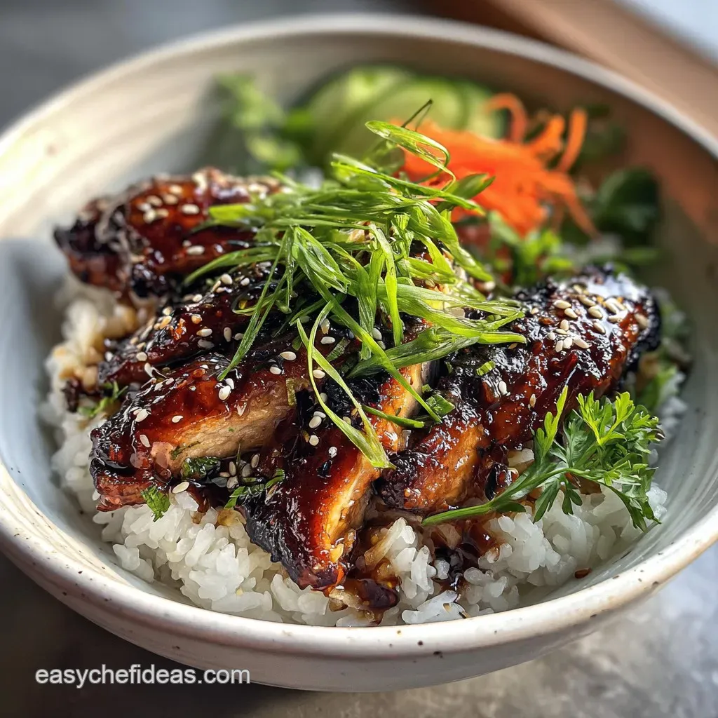 Delicious Sticky Chicken Rice Bowls Recipe: Glossy Glaze